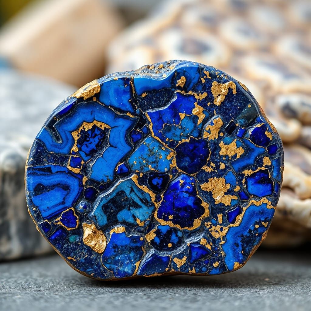 a large lapiz lazuli stone complete cross section without flaws which ...
