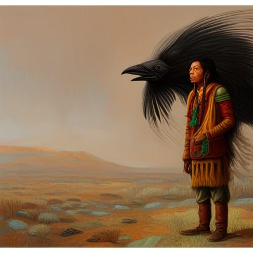 inka indian find a raven surreal oil painting by James Gurney - AI ...