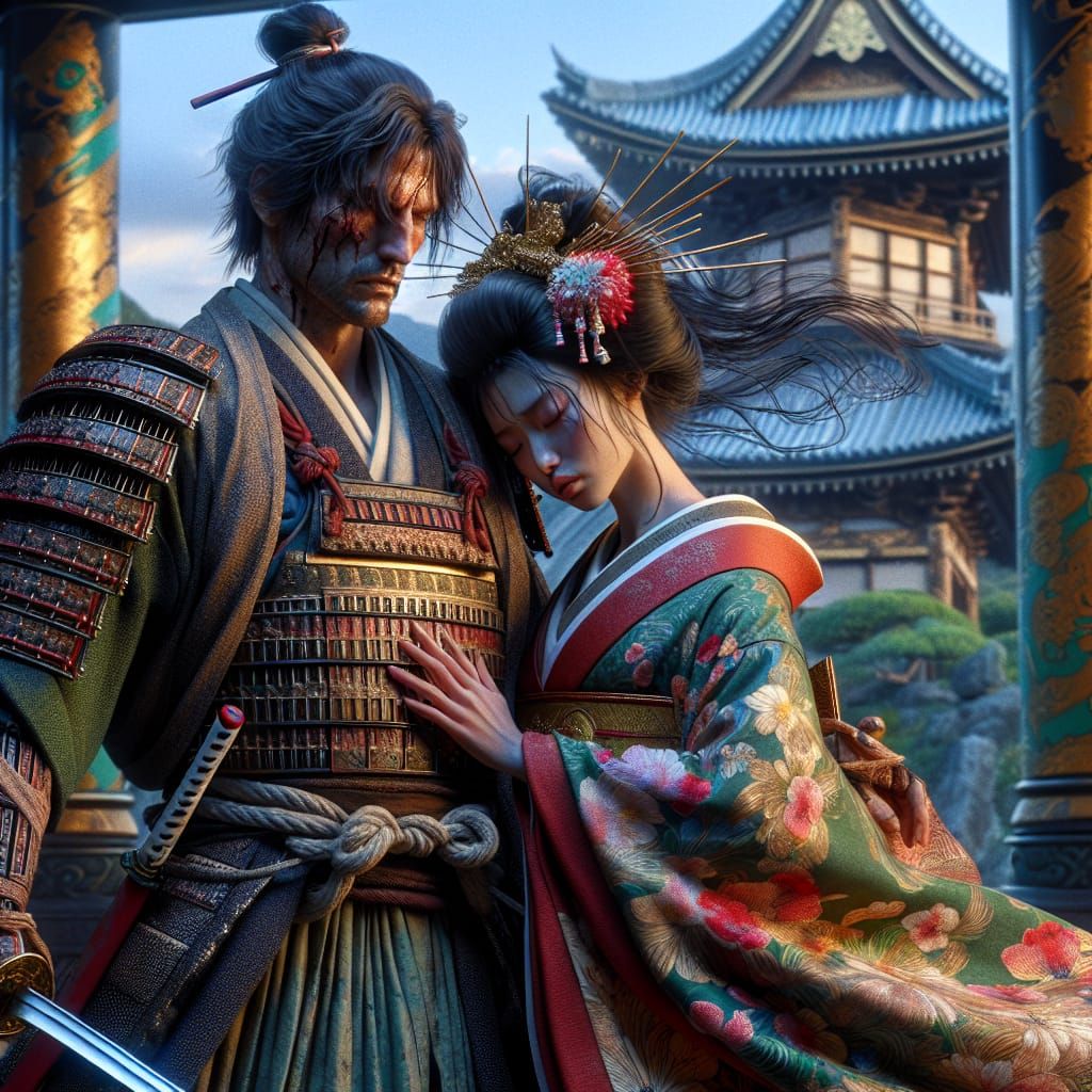 The image is of Royal Garden of a Japanese Royal Palace. Standing in ...