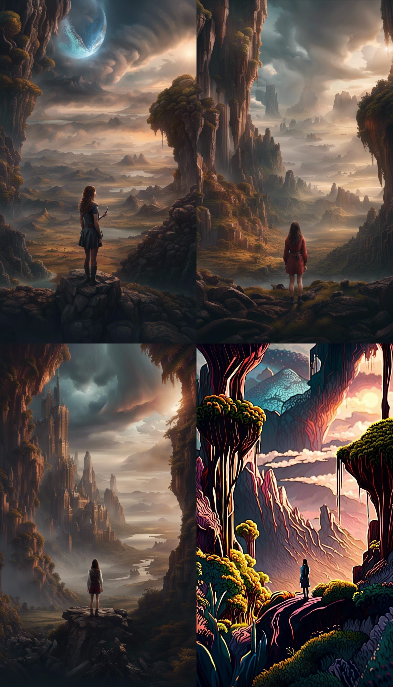 one girl standing in an epic landscape - AI Generated Artwork ...