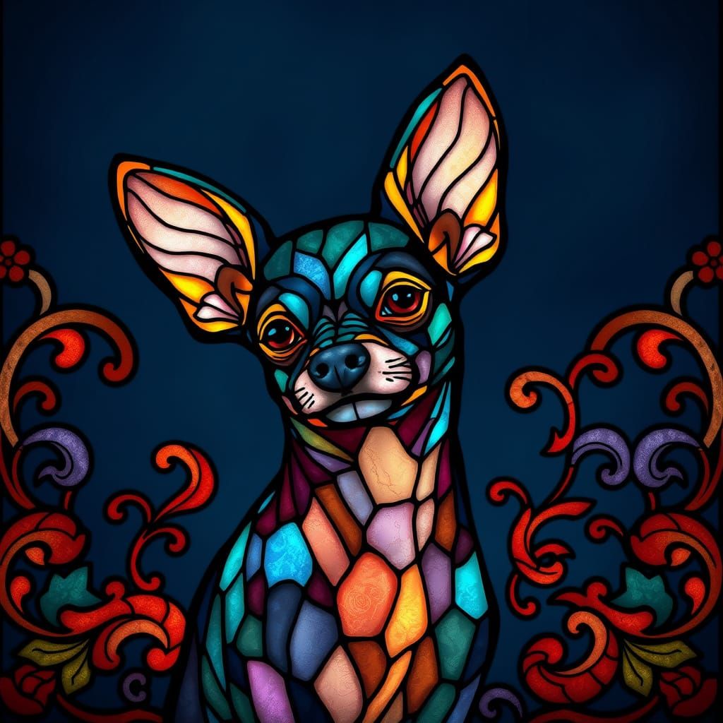 stained glass chihuahua - Stained Glass Chihuahua in Whimsic...