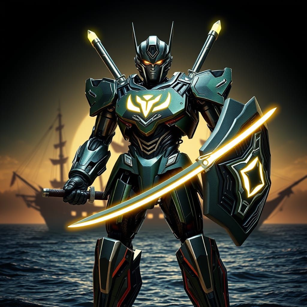 Epic Cyberpunk Warrior Robot Fuses Autobot Futuris... - AI Art