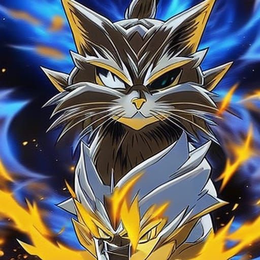 "super saiyan tabby cat" anime, pixiv, ultra instinct, akira toriyama ...