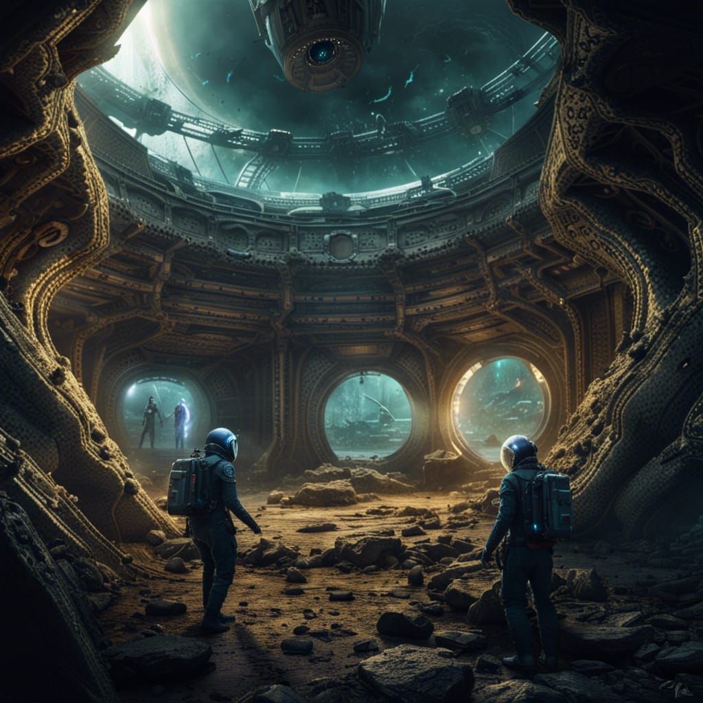 exploring ancient alien ruins - AI Generated Artwork - NightCafe Creator