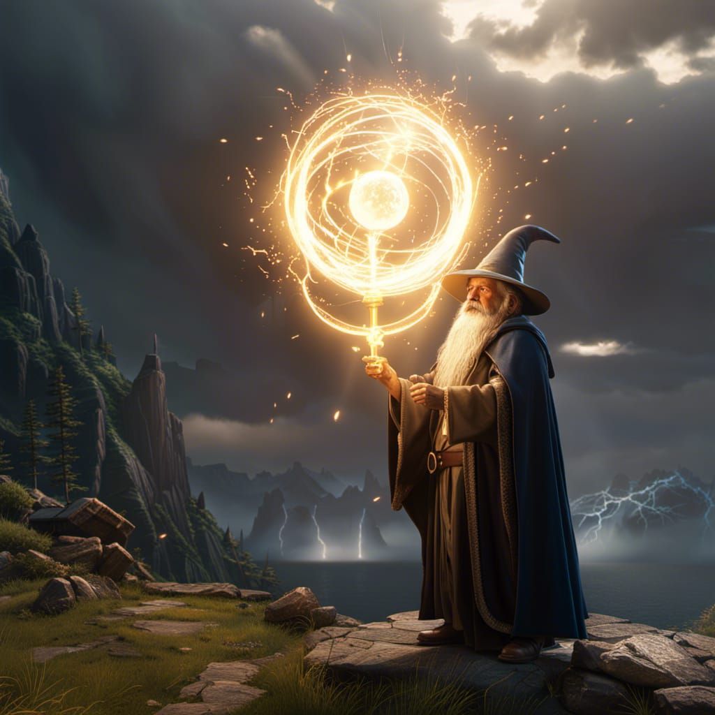 Wizard casting Orb Spell - AI Generated Artwork - NightCafe Creator