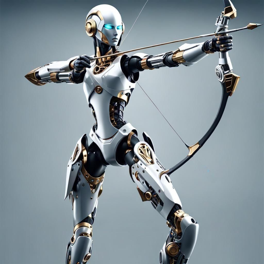 a robot archer at full draw - AI Generated Artwork - NightCafe Creator