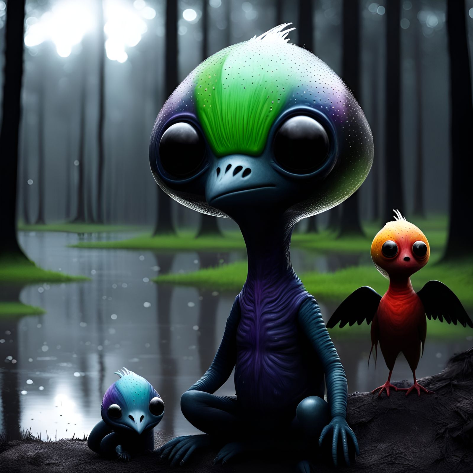 The Alien Bird Family. - AI Generated Artwork - NightCafe Creator