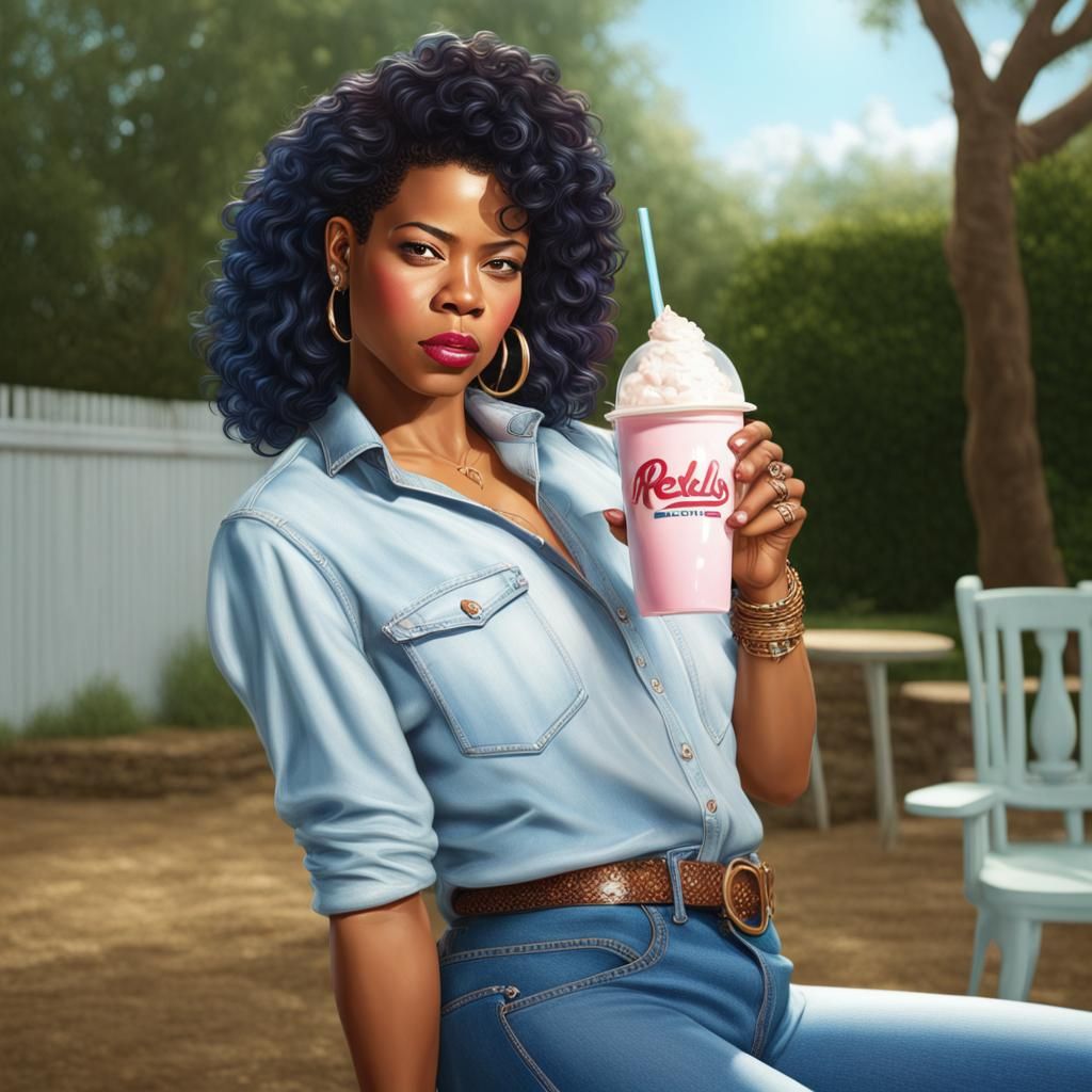 The Singer Kelis with a Milkshake Chilling in a Yard - AI Generated ...