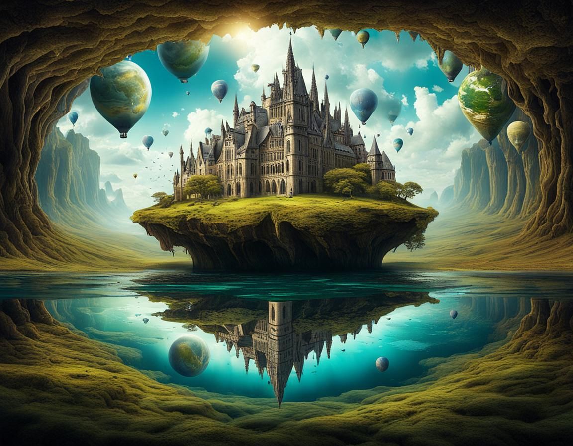 Surreal, fantasy art, World Turned Upside-down - AI Generated Artwork ...
