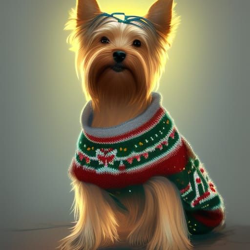 Christmas Yorkie - AI Generated Artwork - NightCafe Creator