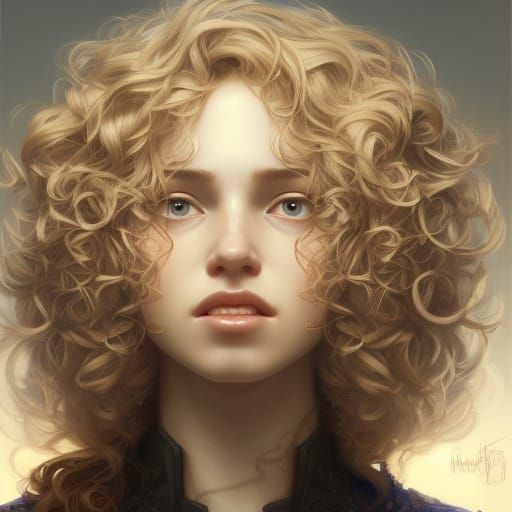 Blonde girl with curls - AI Generated Artwork - NightCafe Creator