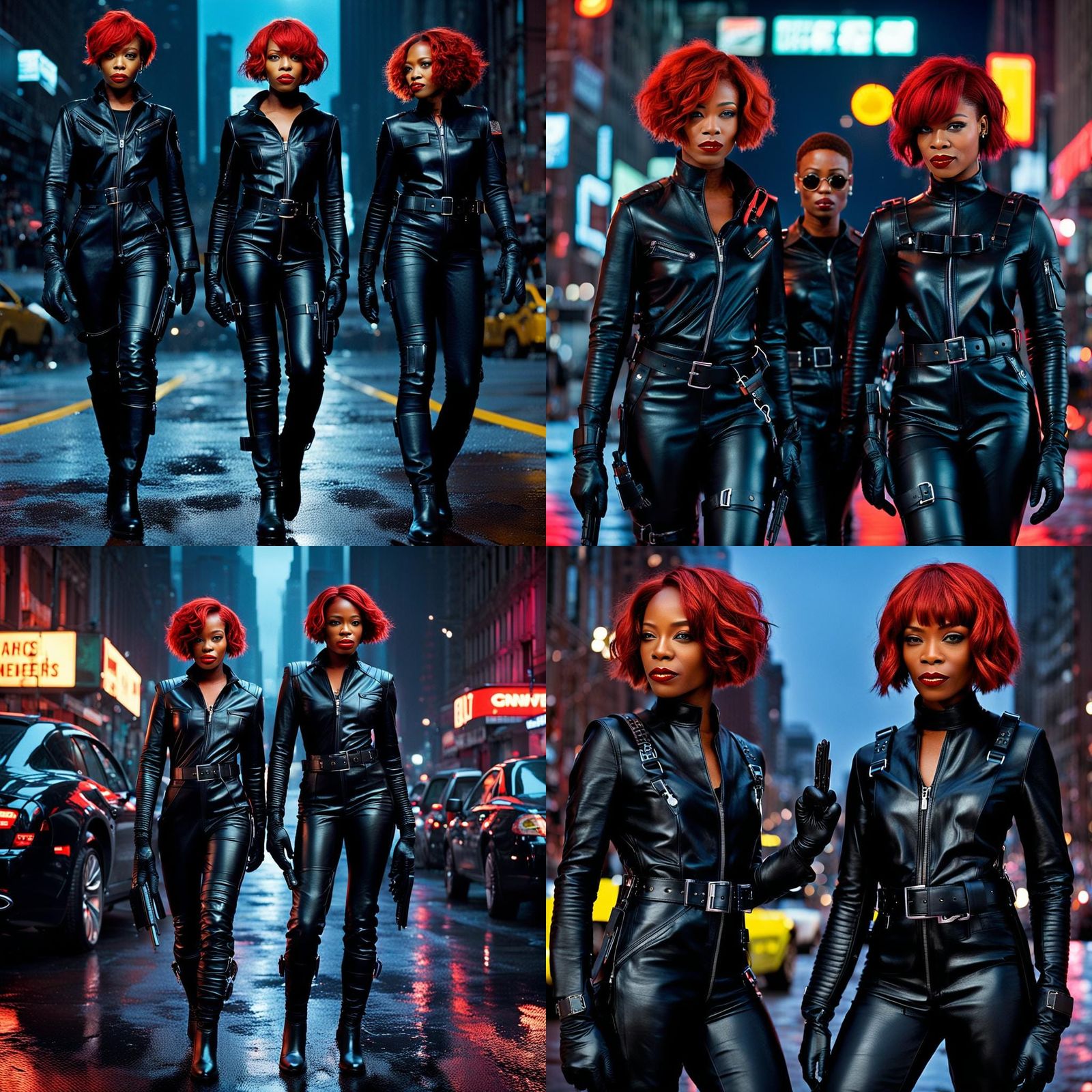 with chic, short red hair, we see two alluring, 20ish, Black women who ...