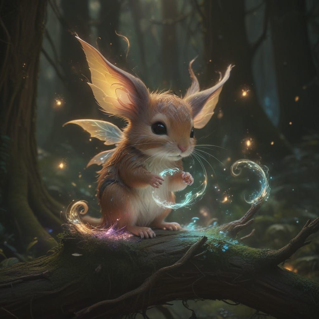 magic, wild fey, chibi neko rodent fey creatures and wisps of arcane ...