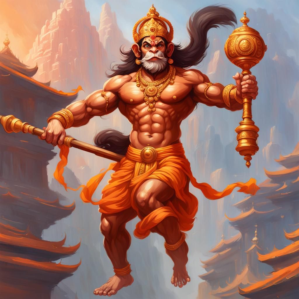 Lord Hanuman - AI Generated Artwork - NightCafe Creator