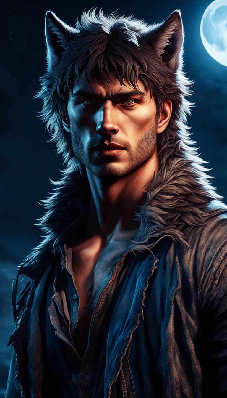 Moonlit Werewolf Portrait - AI Generated Artwork - NightCafe Creator