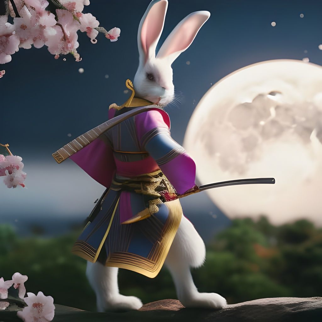 Elegant Moon Samurai - AI Generated Artwork - NightCafe Creator