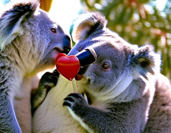 2 Koalas Kissing:: Kodak 528:: - AI Generated Artwork - NightCafe Creator