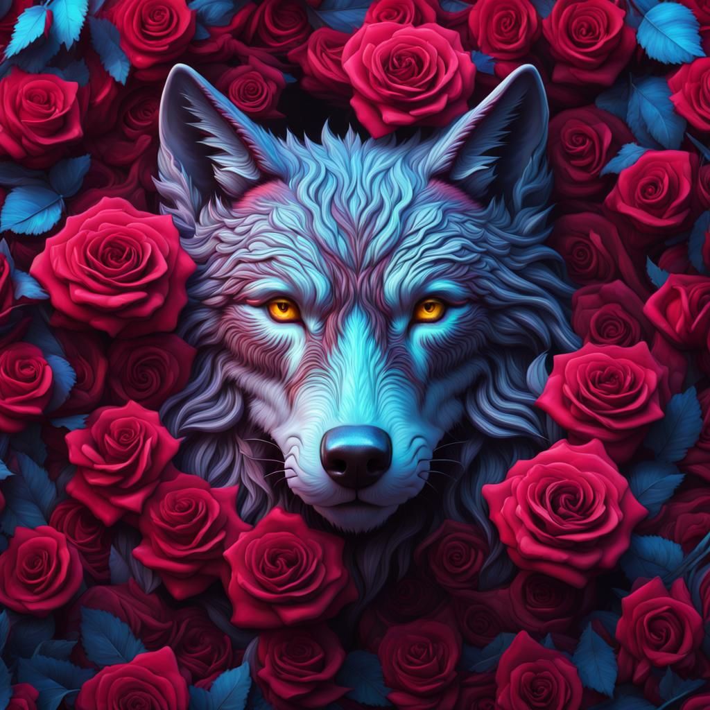 Wolves and Roses - AI Generated Artwork - NightCafe Creator
