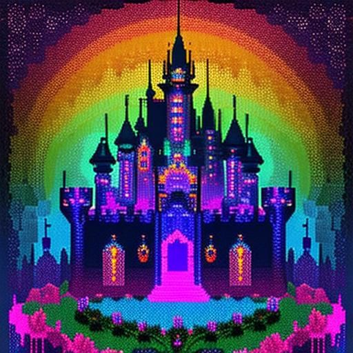 Psychedelic fantasy castle old pixel art amazingly hyperdetailed - AI Generated Artwork ...