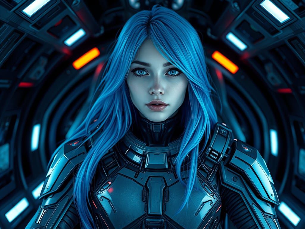 Cyborg Goddess in Liminal Space - AI Art