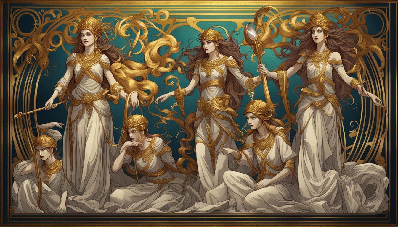 A dark-toned lithograph poster with fine woven gold filigree ...