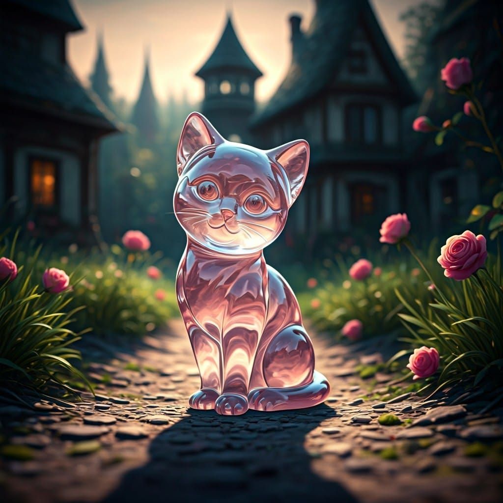 A beautiful figure carved glassy and polished from shiny transparent ...