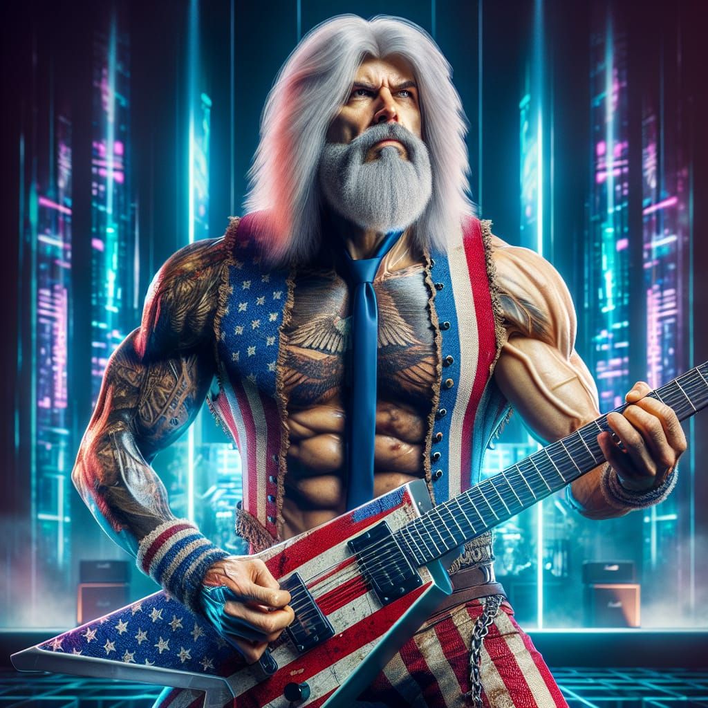 The image is of Uncle Sam traditional Uncle Sam clothing. He is lean in ...