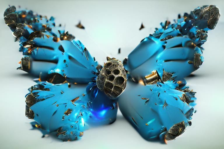 Exploding butterfly - blue edition - AI Generated Artwork - NightCafe Creator