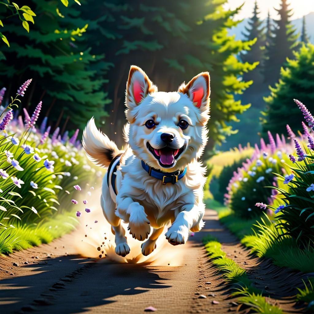 A cute dog running - AI Generated Artwork - NightCafe Creator