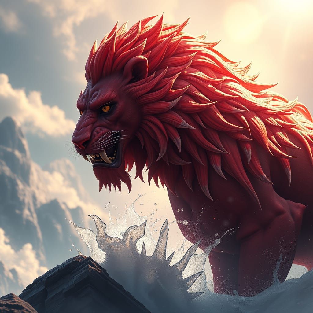 The King of Red Lions - Fantastical King in Regal Splendor