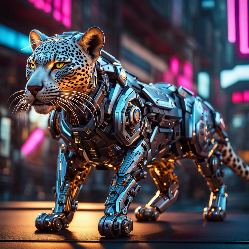 Leopard cyborg - AI Generated Artwork - NightCafe Creator