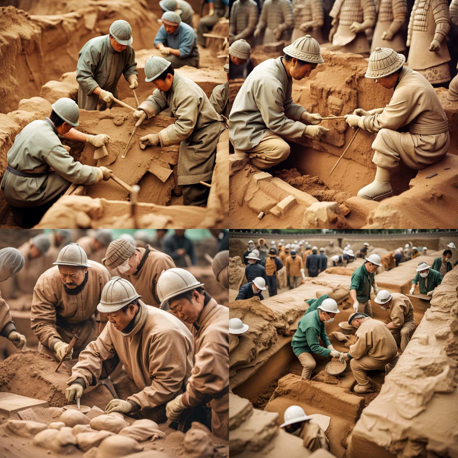 archaeologists excavating a Terracotta Warriors Tomb - AI Generated ...