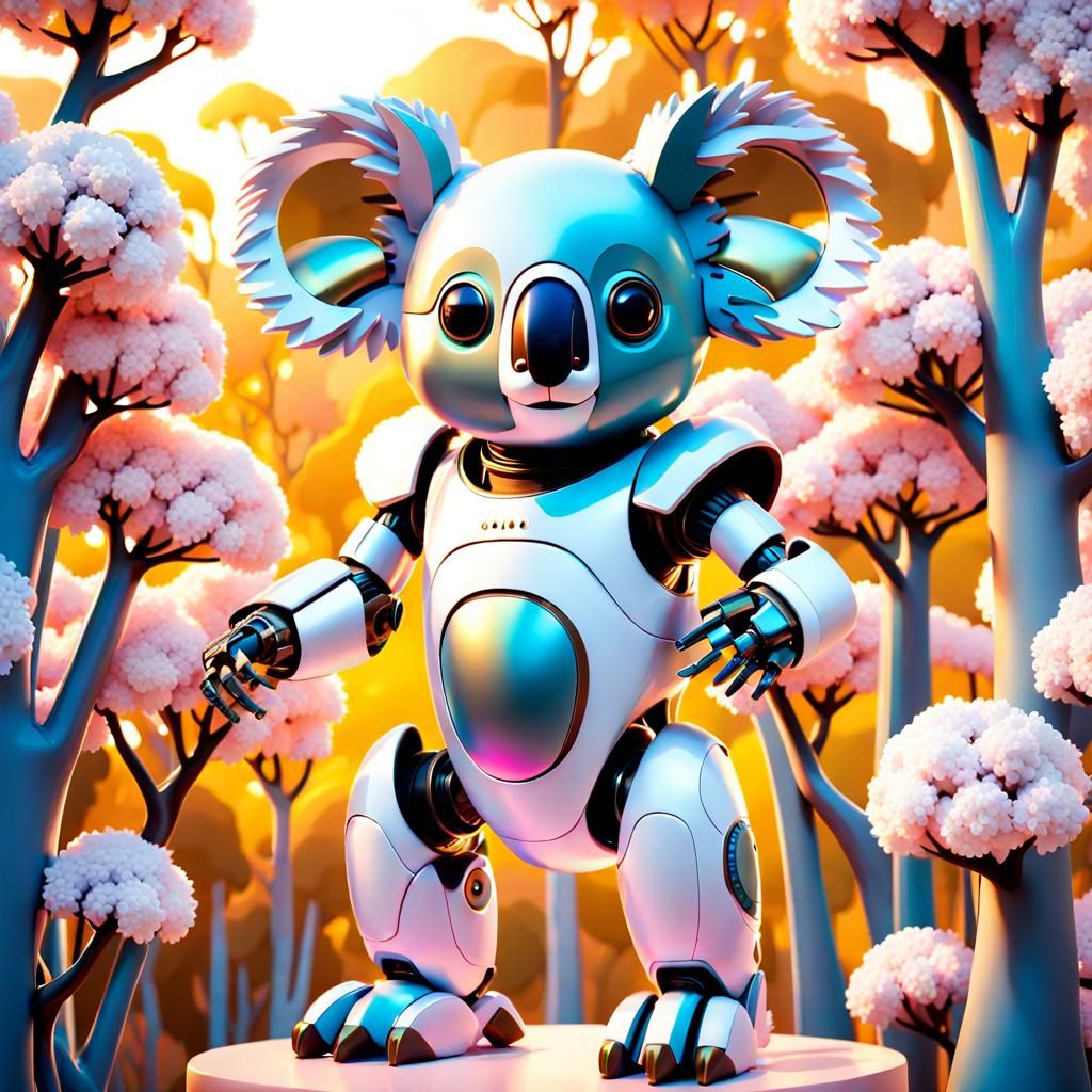 koala robot among marshmallow trees - AI Generated Artwork - NightCafe Creator
