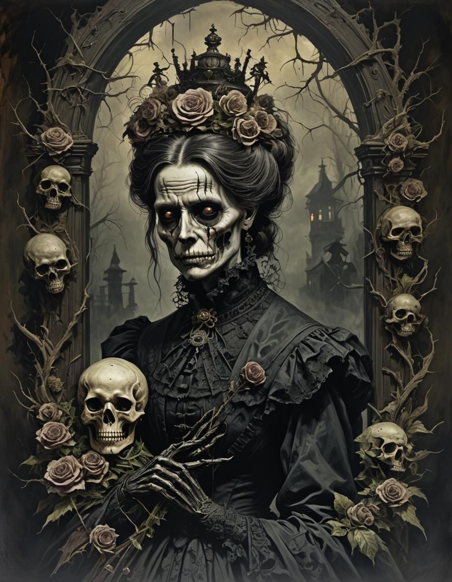 dark victorian portrait funeral post mortem rotting horror - AI ...