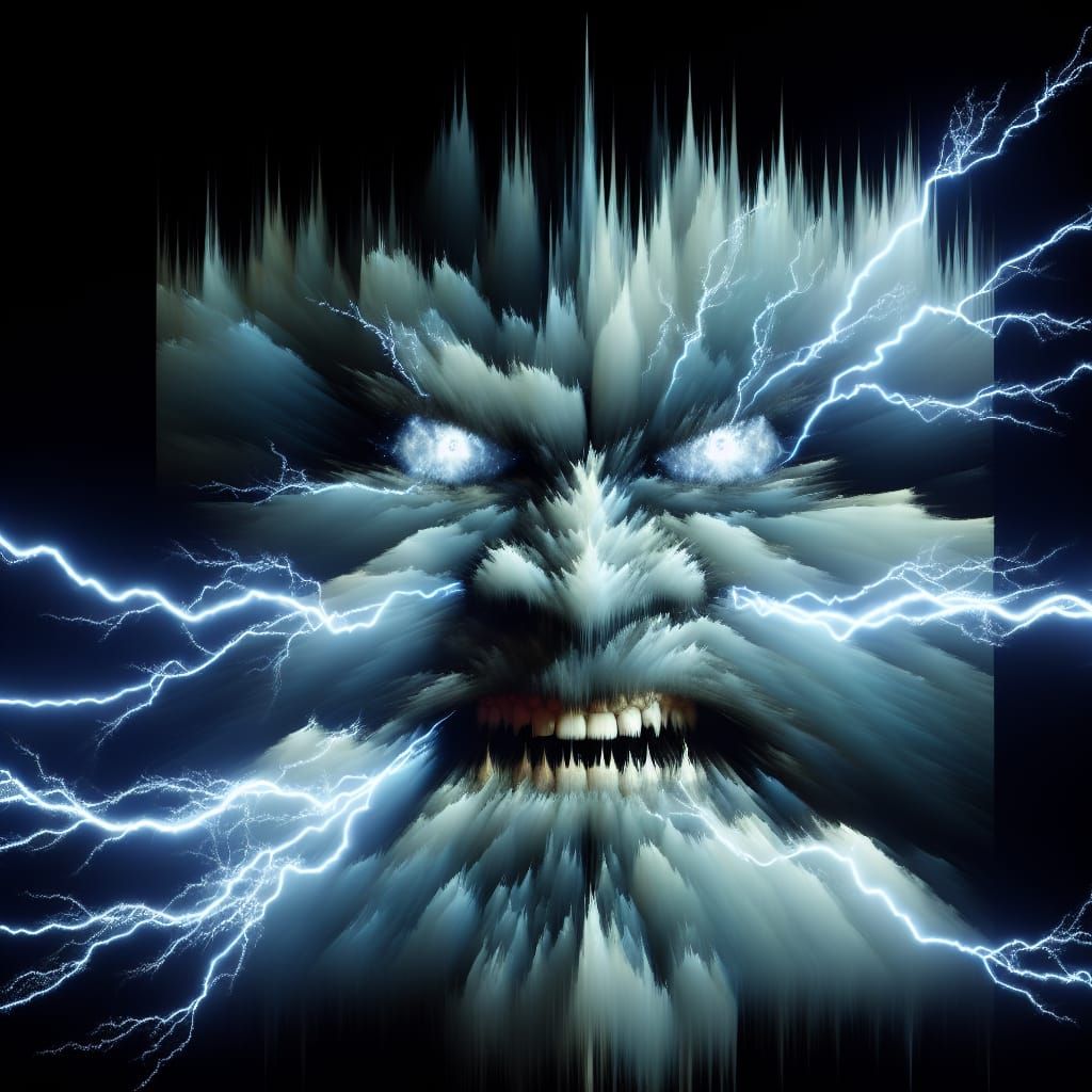 Angry face made from lightning... - AI Generated Artwork - NightCafe ...
