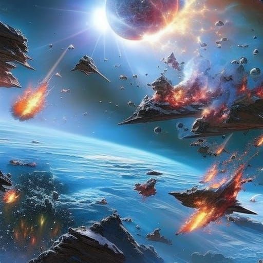 Meteor Storm - AI Generated Artwork - NightCafe Creator