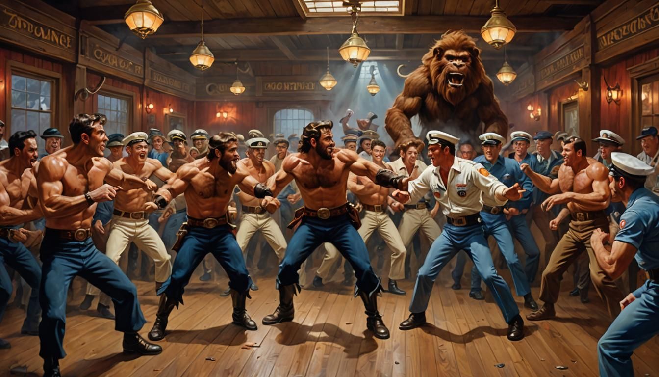 Sailors fighting in the dance hall Oh man, look at those cavemen go It ...