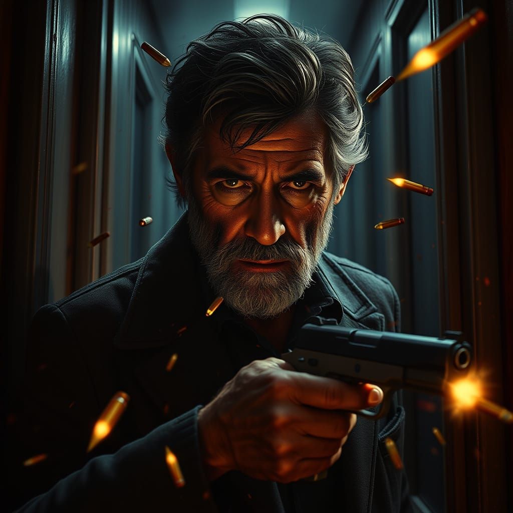 Gritty Police Officer Ambushed in Dark NYC Apartme... - AI Art