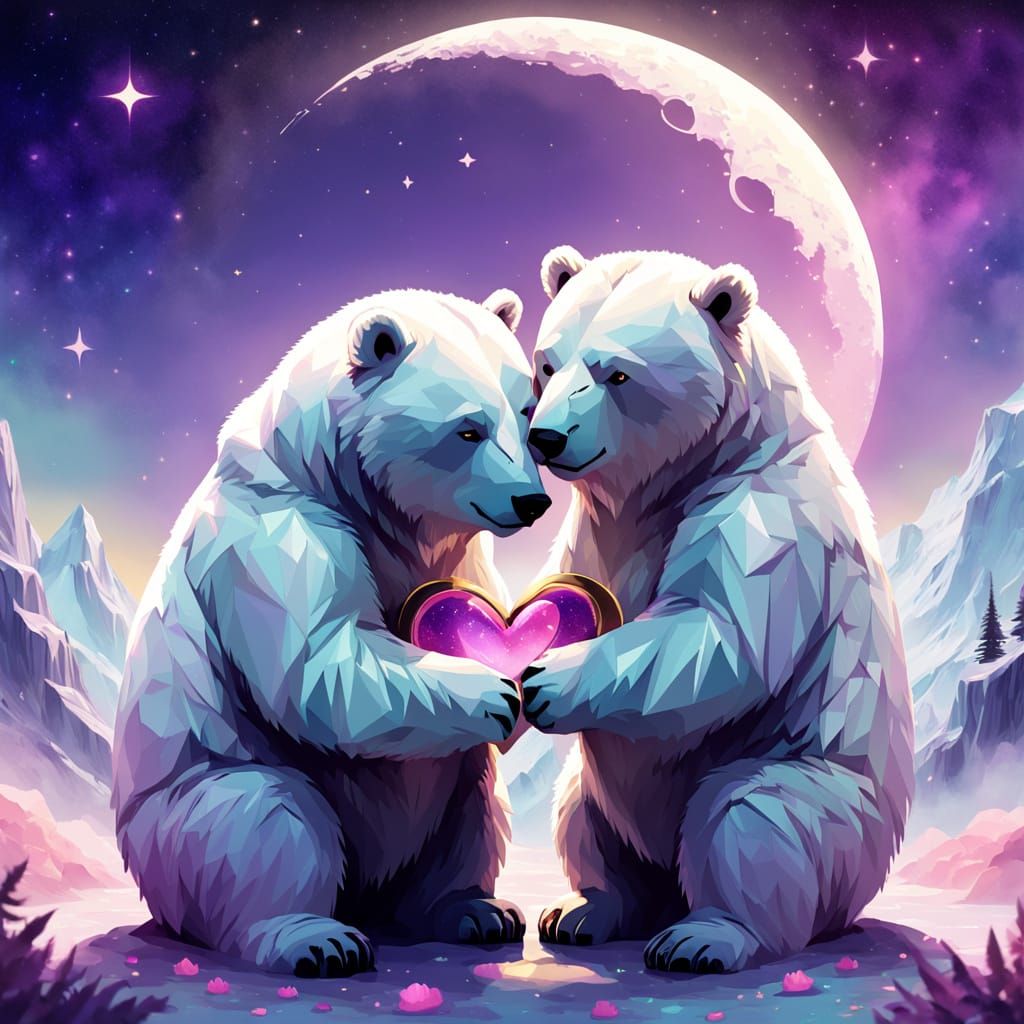 Two cartoon bears - Cosmic Bear Duo in Adorable Spacesuits