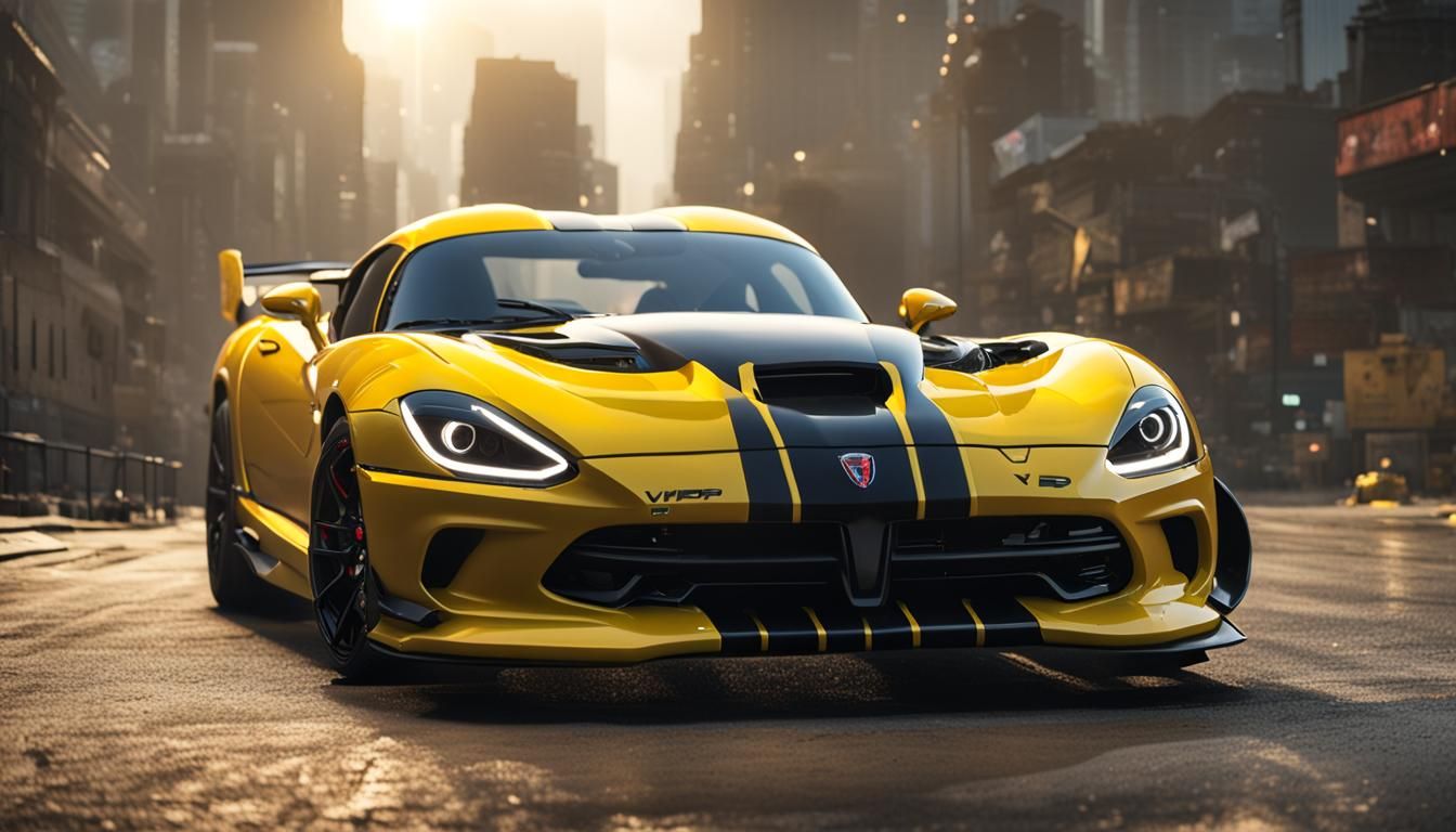 A Yellow Dodge Viper ACR transforms in a Robot known as Bumble Bee from ...