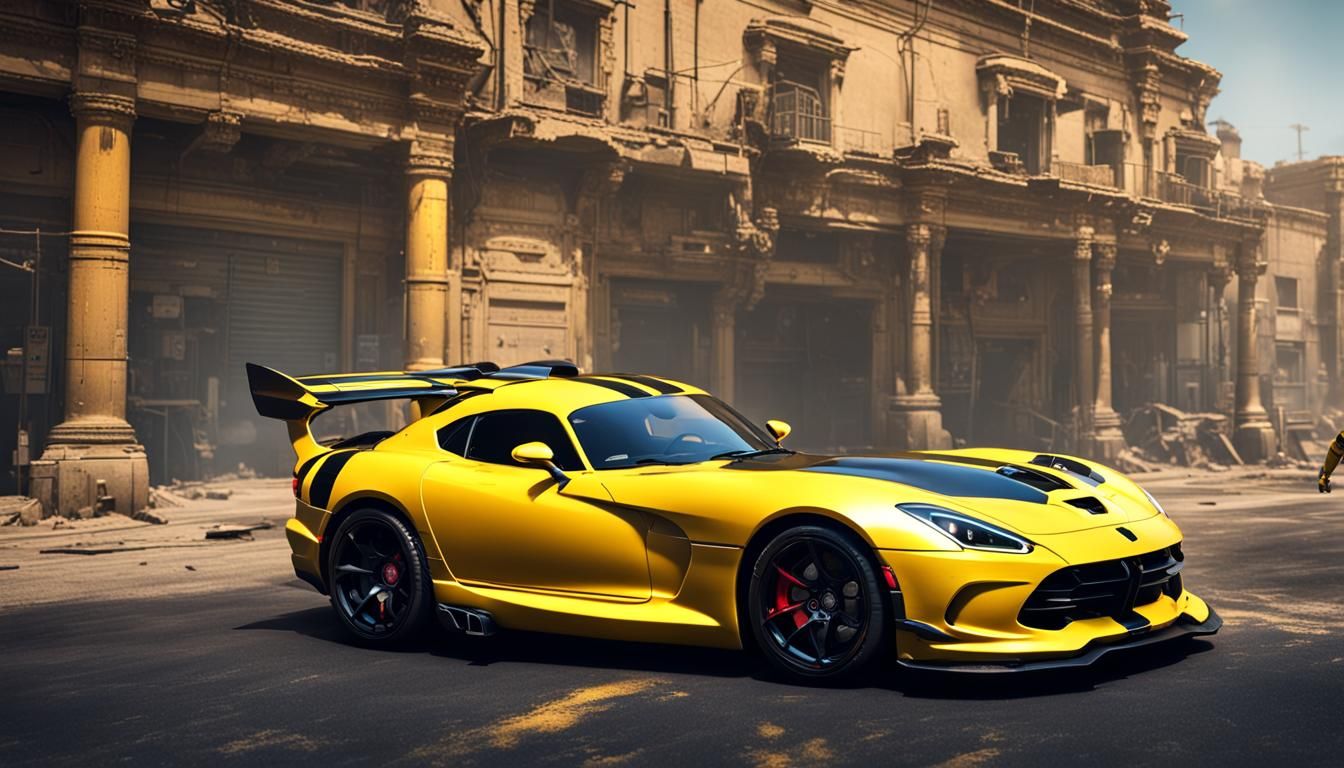 A Yellow Dodge Viper ACR transforms in a Robot known as Bumble Bee from ...