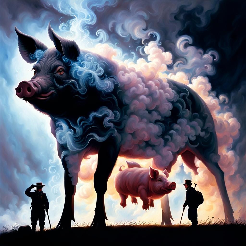 "Fred , there's a pig made from smoke here...and..." "Oh sure ... pigs ...