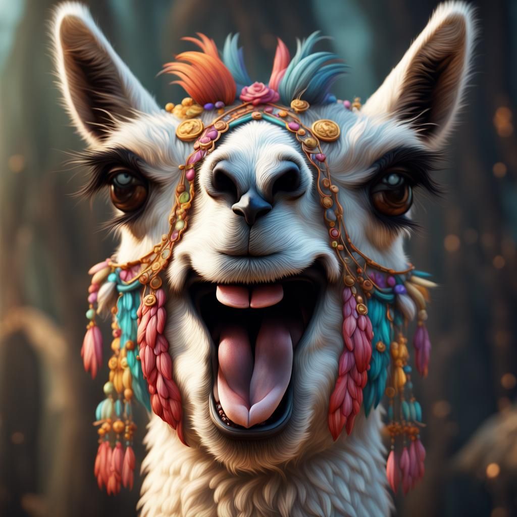Laughing llama face - AI Generated Artwork - NightCafe Creator
