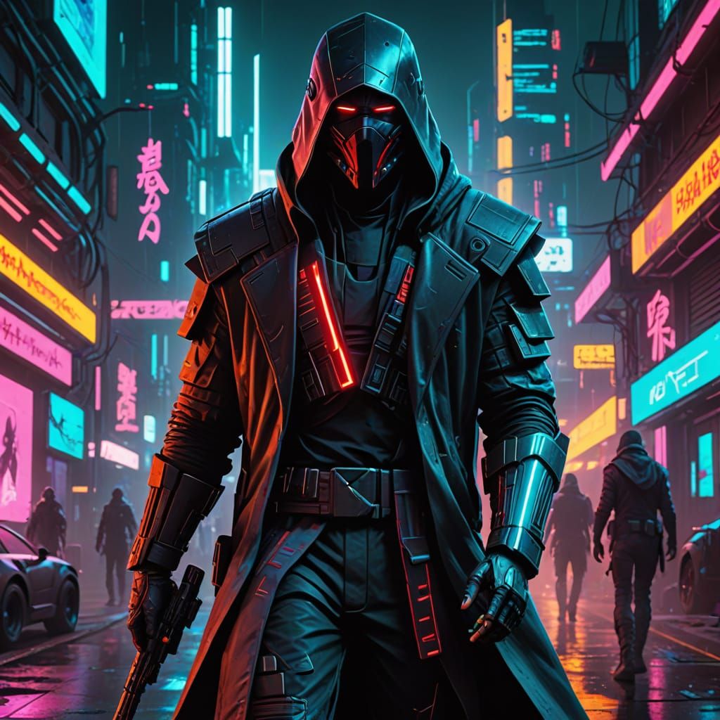 Darth Revan 2077 - Darth Revan in Neon Cyberpunk