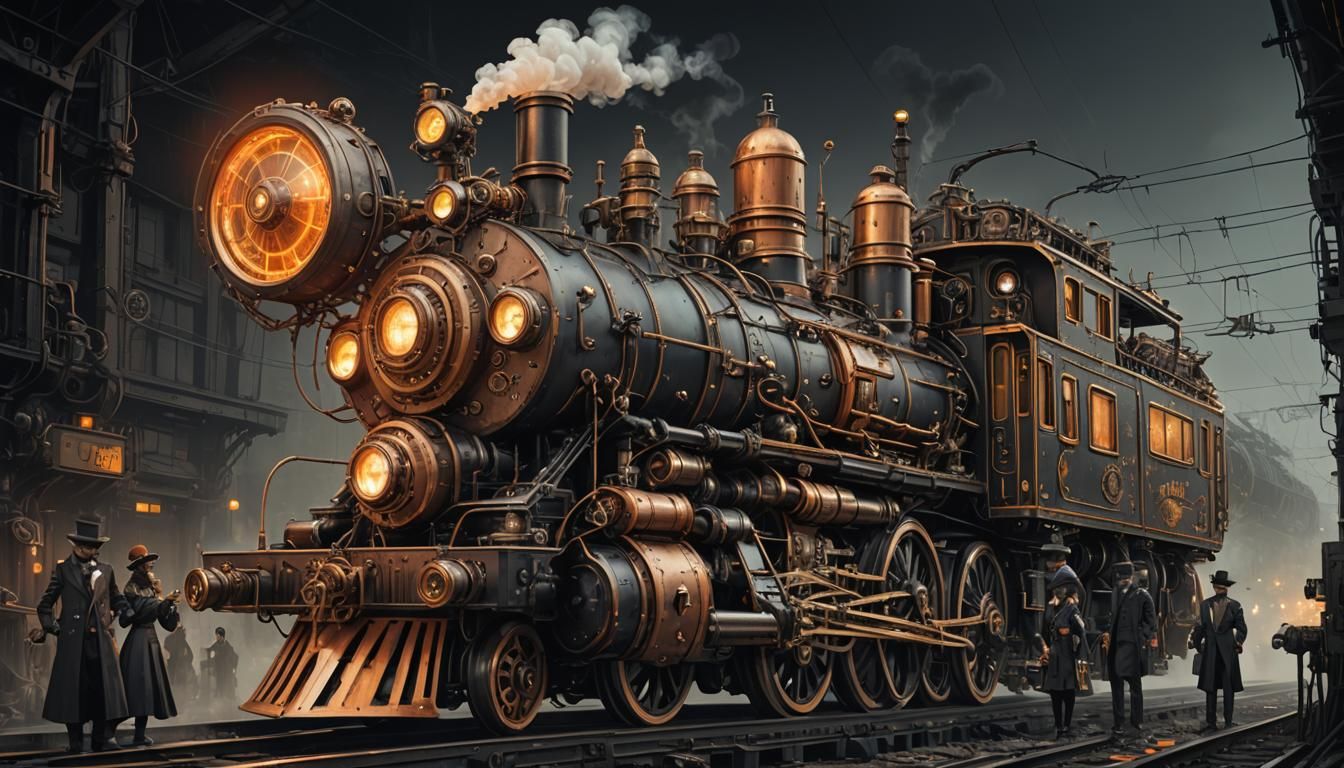 Steampunk train - AI Generated Artwork - NightCafe Creator