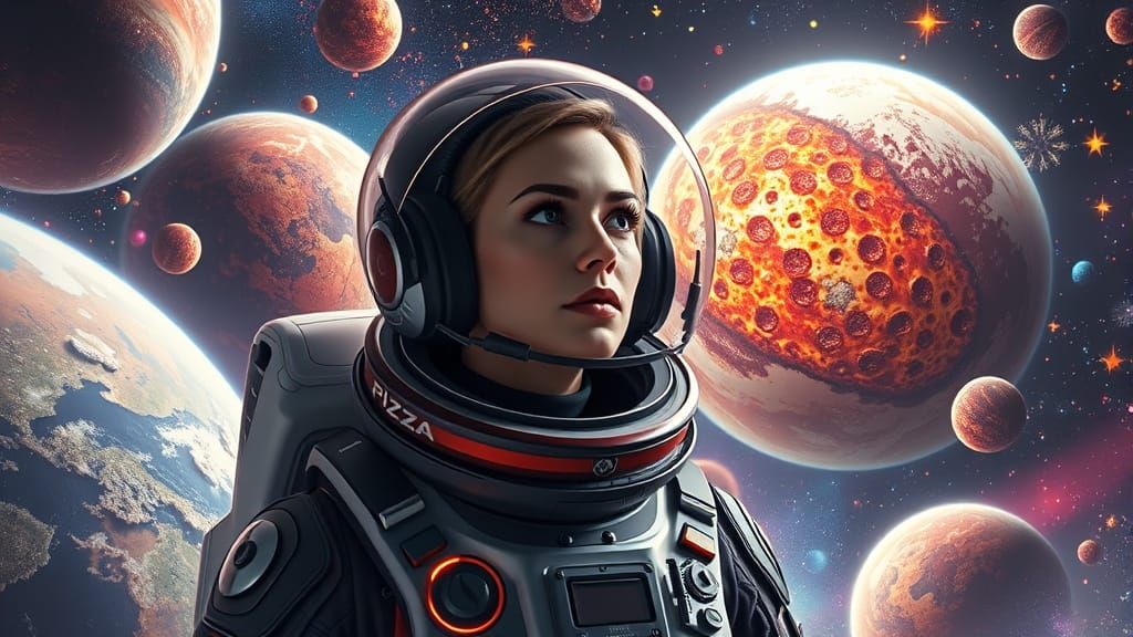Pizza Planets: Surreal Futuristic Concept Art - AI Art