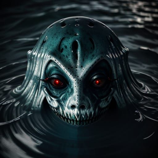 Pale Lady Folklore Siren in Aquatic Horror - AI Art