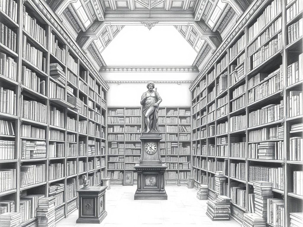 Hyper-Realistic Library in Photorealistic Pencil D... - AI Art