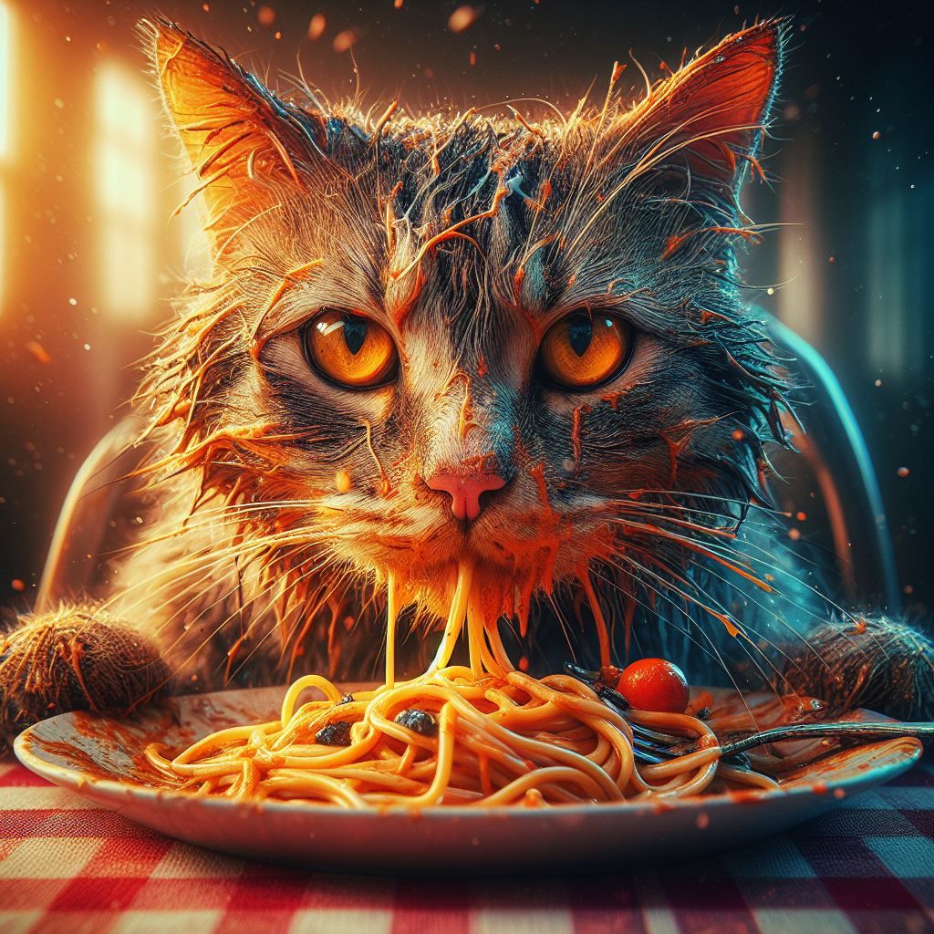 Spaghetti Cat - AI Generated Artwork - NightCafe Creator