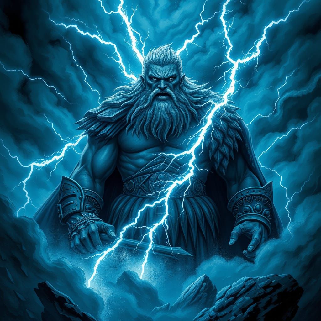 Cyberpunk God of Thunder: Perkunas Wields Power in... - AI Art